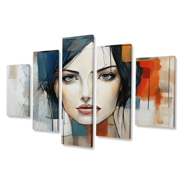 Mercer41 " Fashion Lovely Cubic Portrait III " 5 - Pieces on Canvas ...