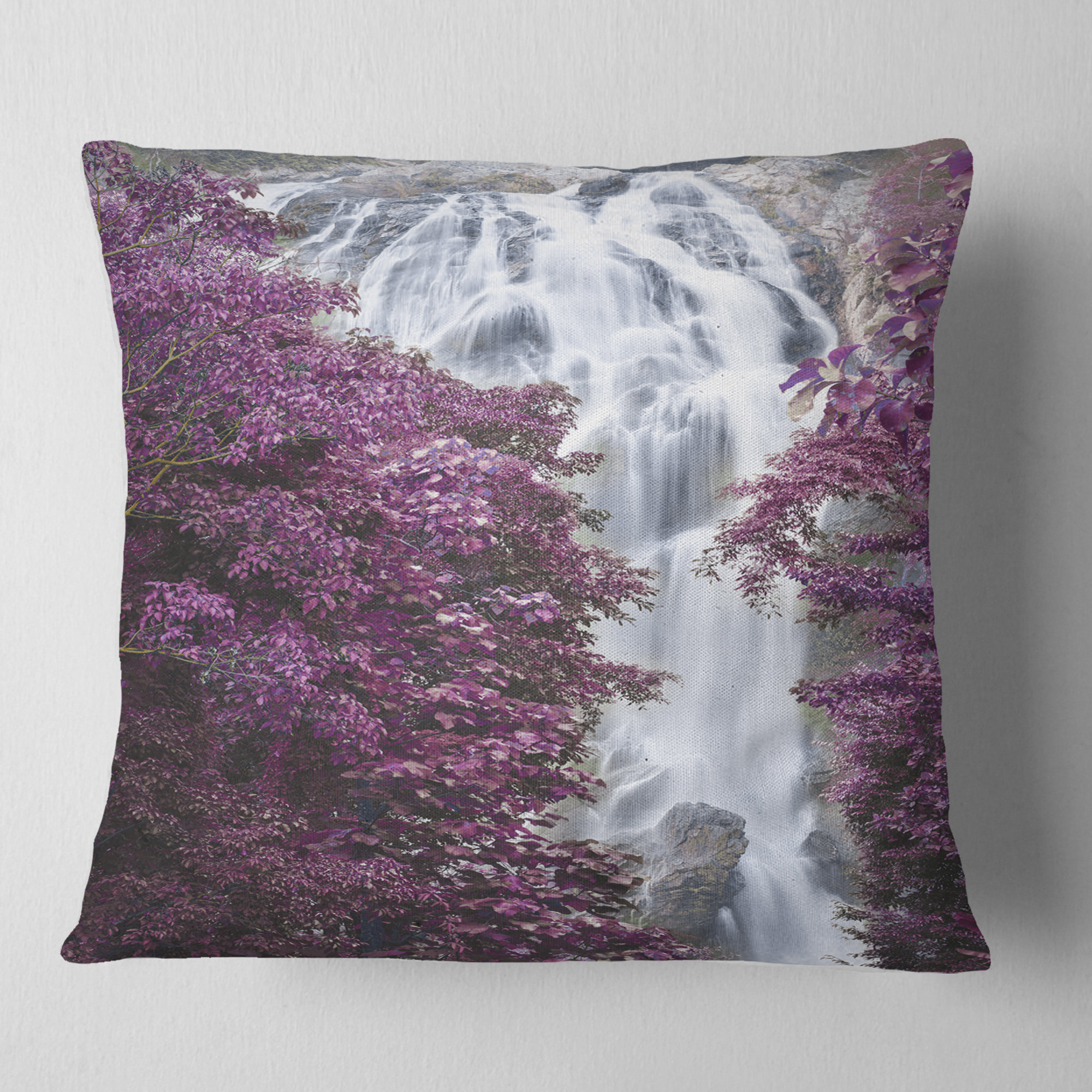 Design Art Klonglan Waterfall Floral - Floral Printed Pillow | Wayfair