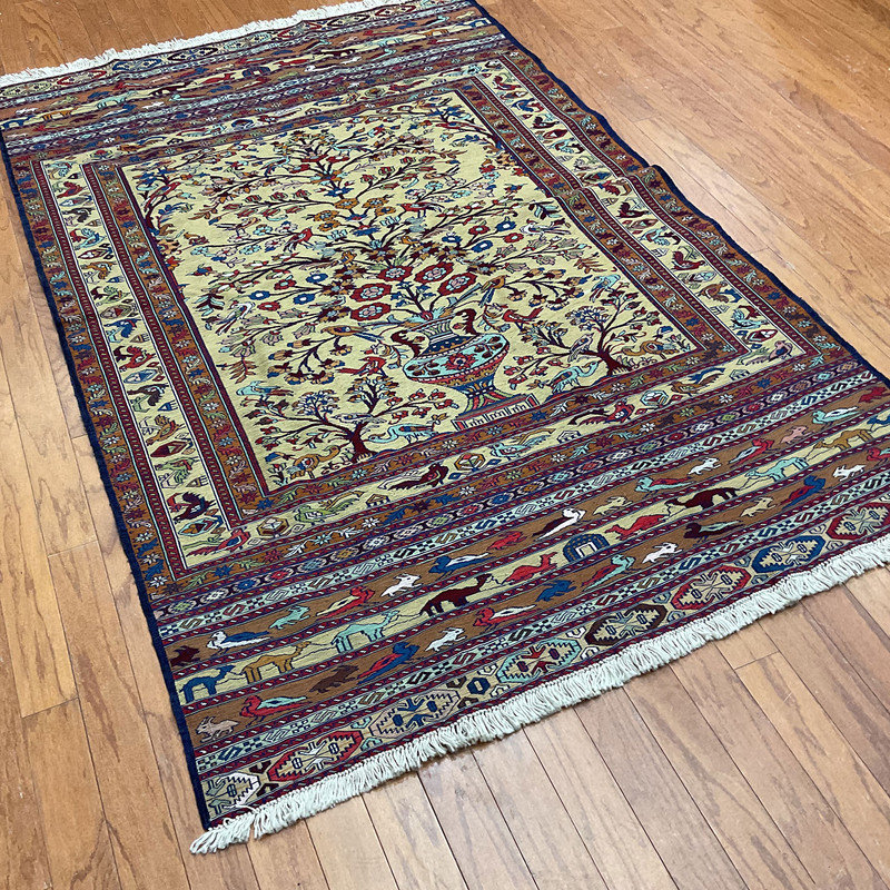 Bungalow Rose Oriental Handmade Rectangle 4'3" x 6'3" Wool Area Rug in ...