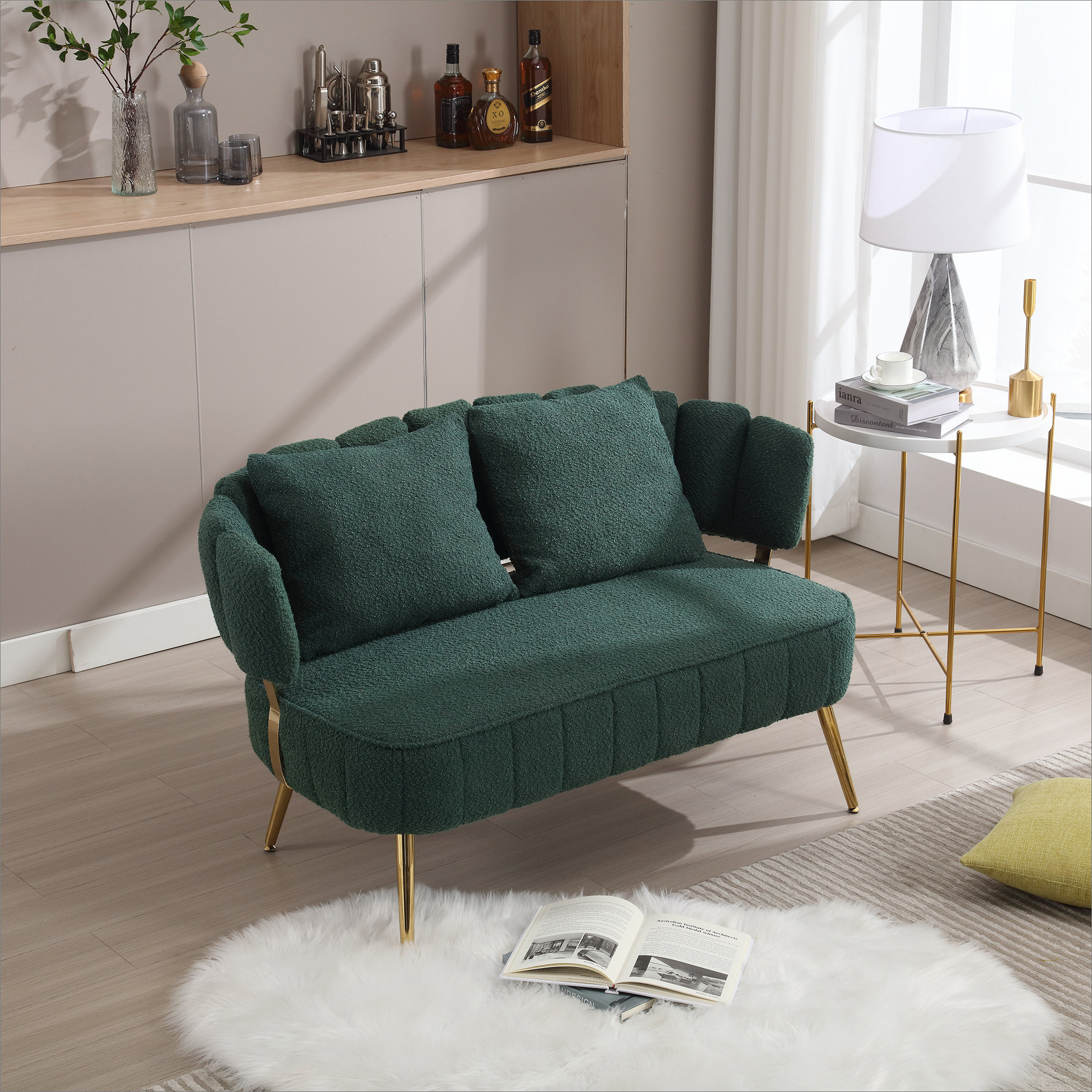 George Oliver Polyester Accent sofa Modern Upholstered Armsofa Tufted ...