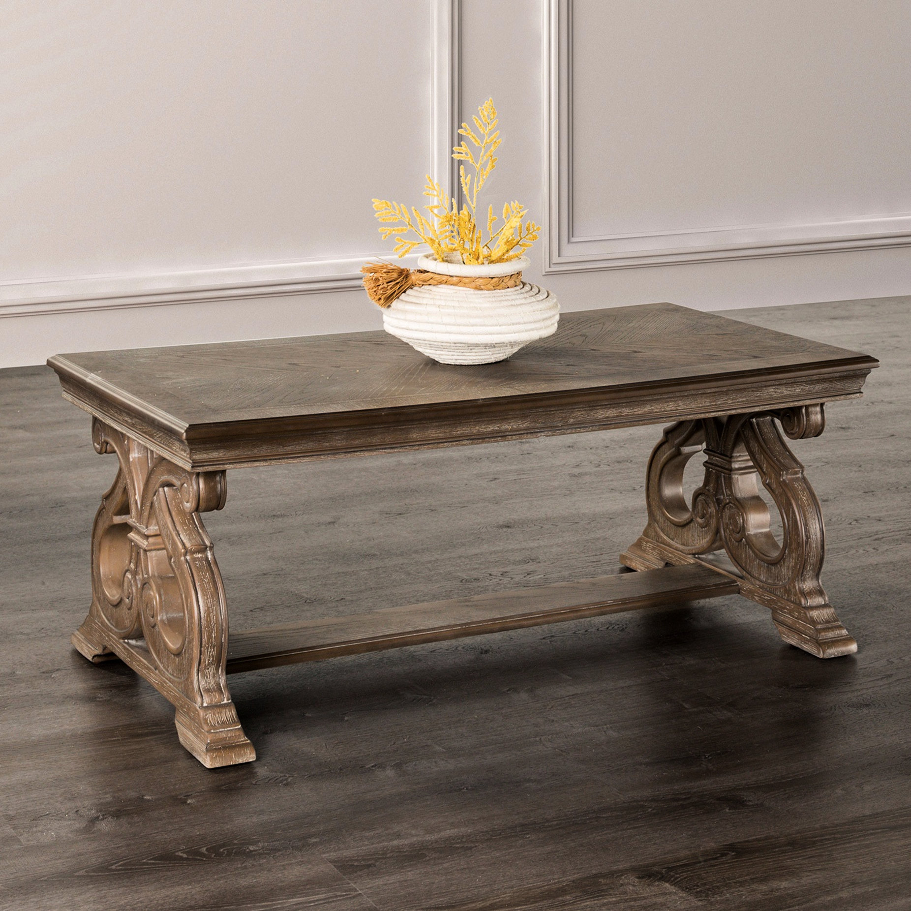 Rosdorf Park Medium - Sized Traditional Coffee Table With Curved Scroll ...
