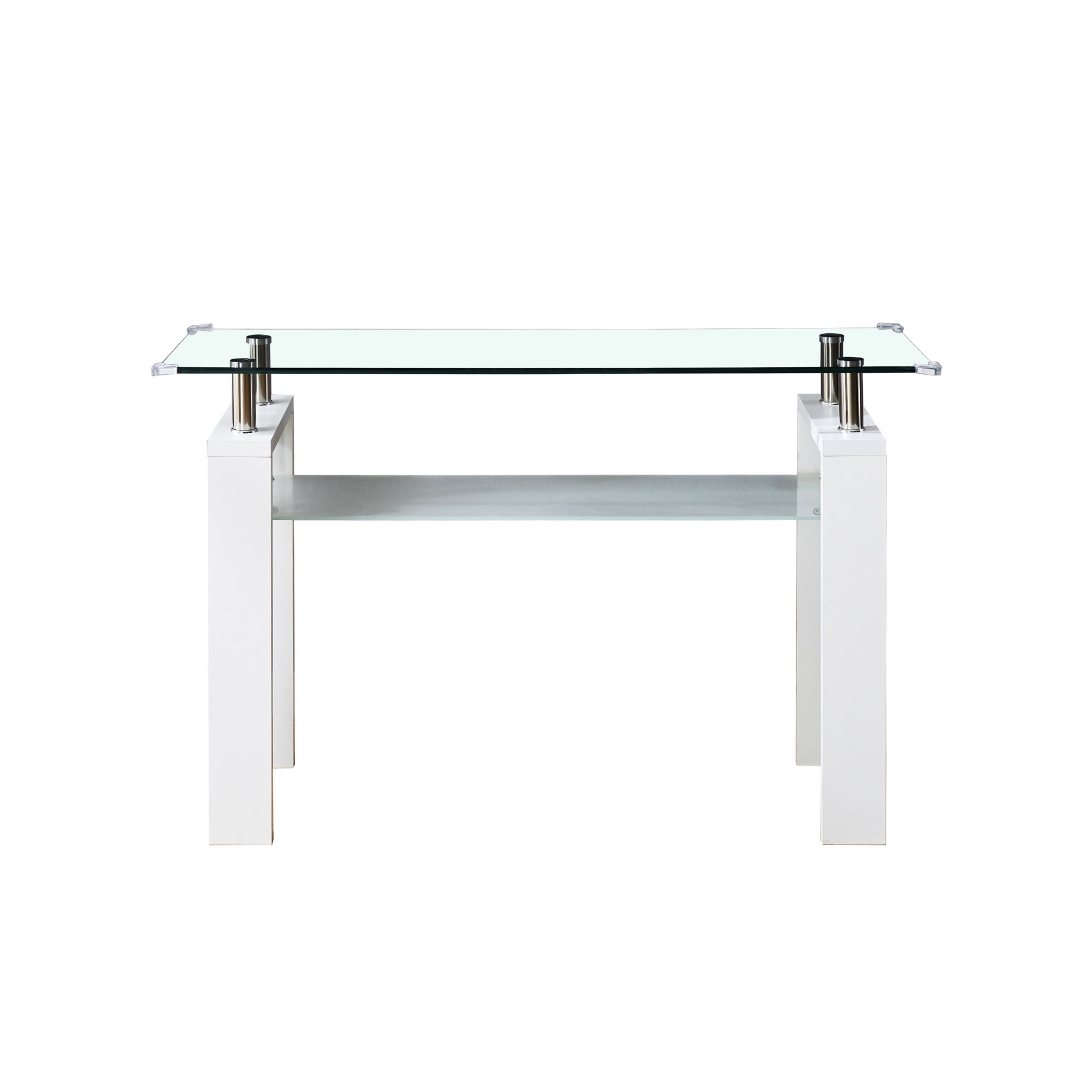 Ivy Bronx Console Table: White , Tempered Glass And Frosted Practical ...