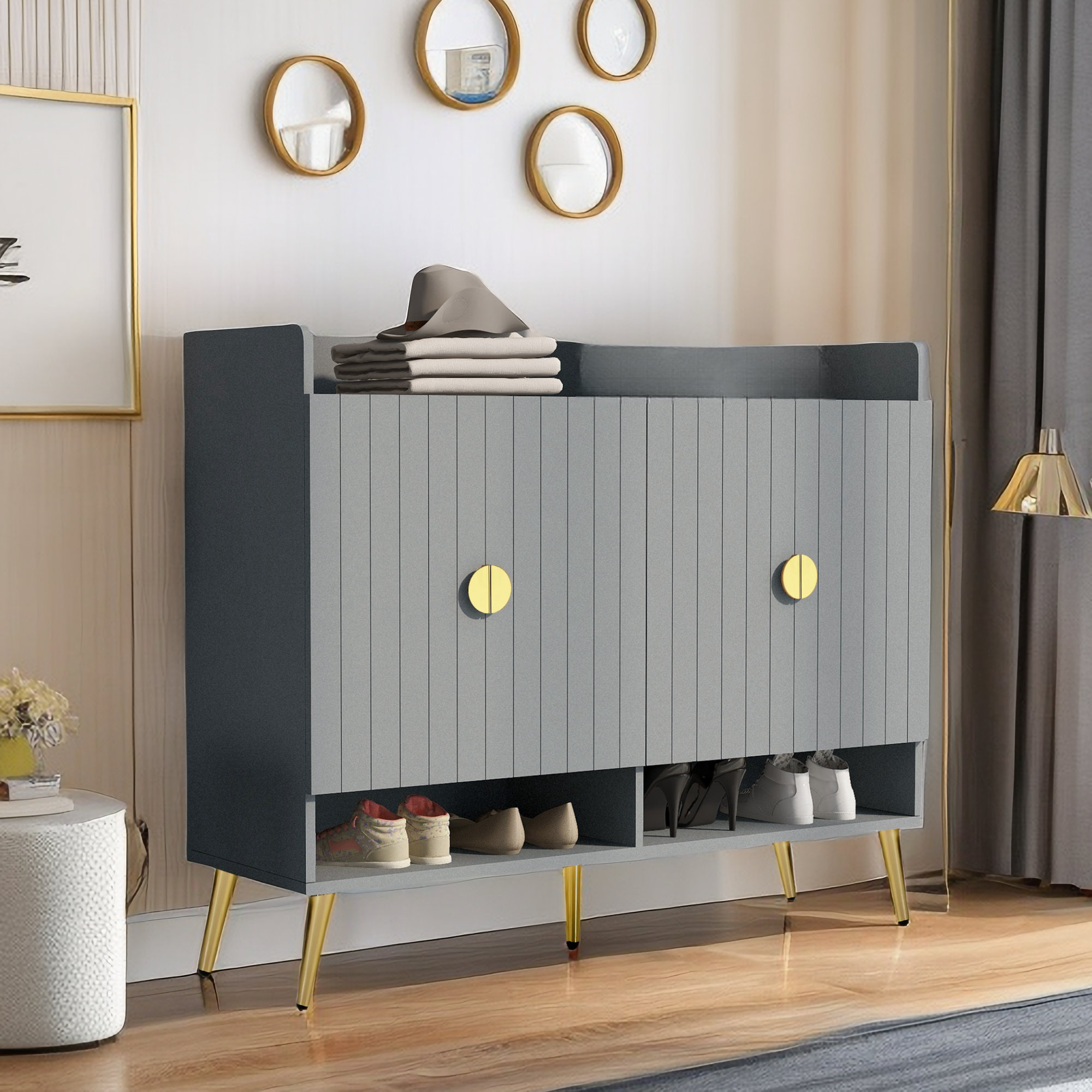 Orren Ellis 11-tier Shoe Storage Cabinet With Adjustable Shelves ...