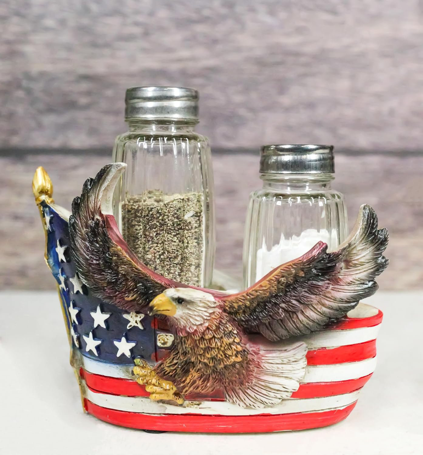 Millwood Pines Patriotic Star Spangled Banner US Flag Bald Eagle Salt ...