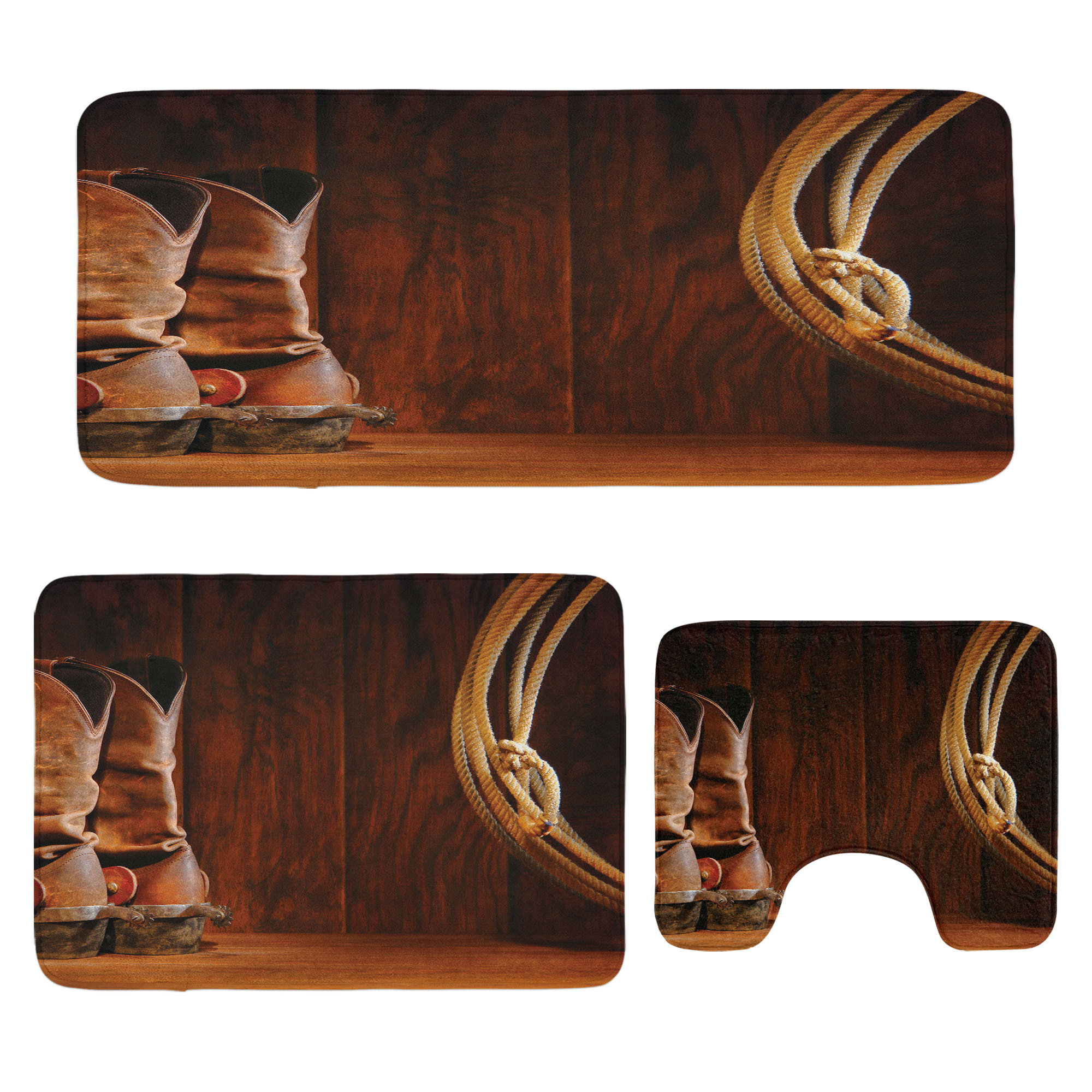 Dakota Fields Western Bathroom Rug Set 3 Pieces U-Shape & Rectangle ...