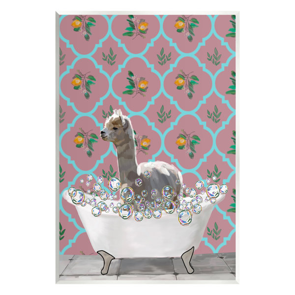 Stupell Industries Bathing Llama In Bathroom Wall Plaque Art Design By ...