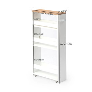 SYMYLIFE 4 Tier Narrow Utility Cart With Wheels, Slim Rolling Storage ...