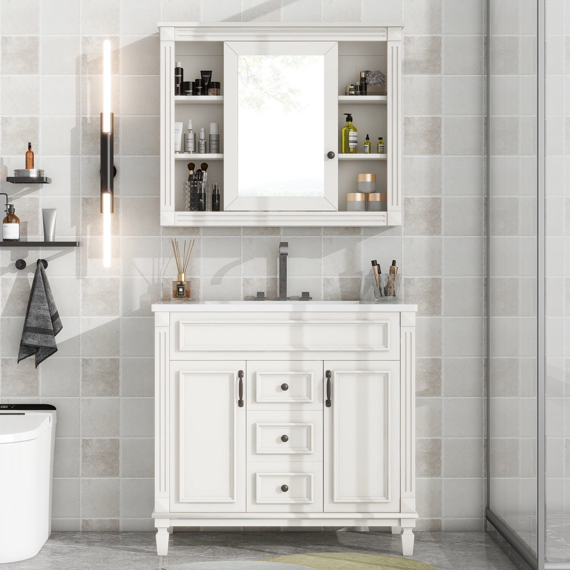 Charlton Home® Deantwon 35.1'' Single Bathroom Vanity with Resin Top ...