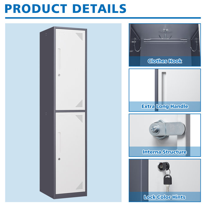 Steelcube Metal 2 - Tier 15'' Gym & Locker Room Locker with Built In ...