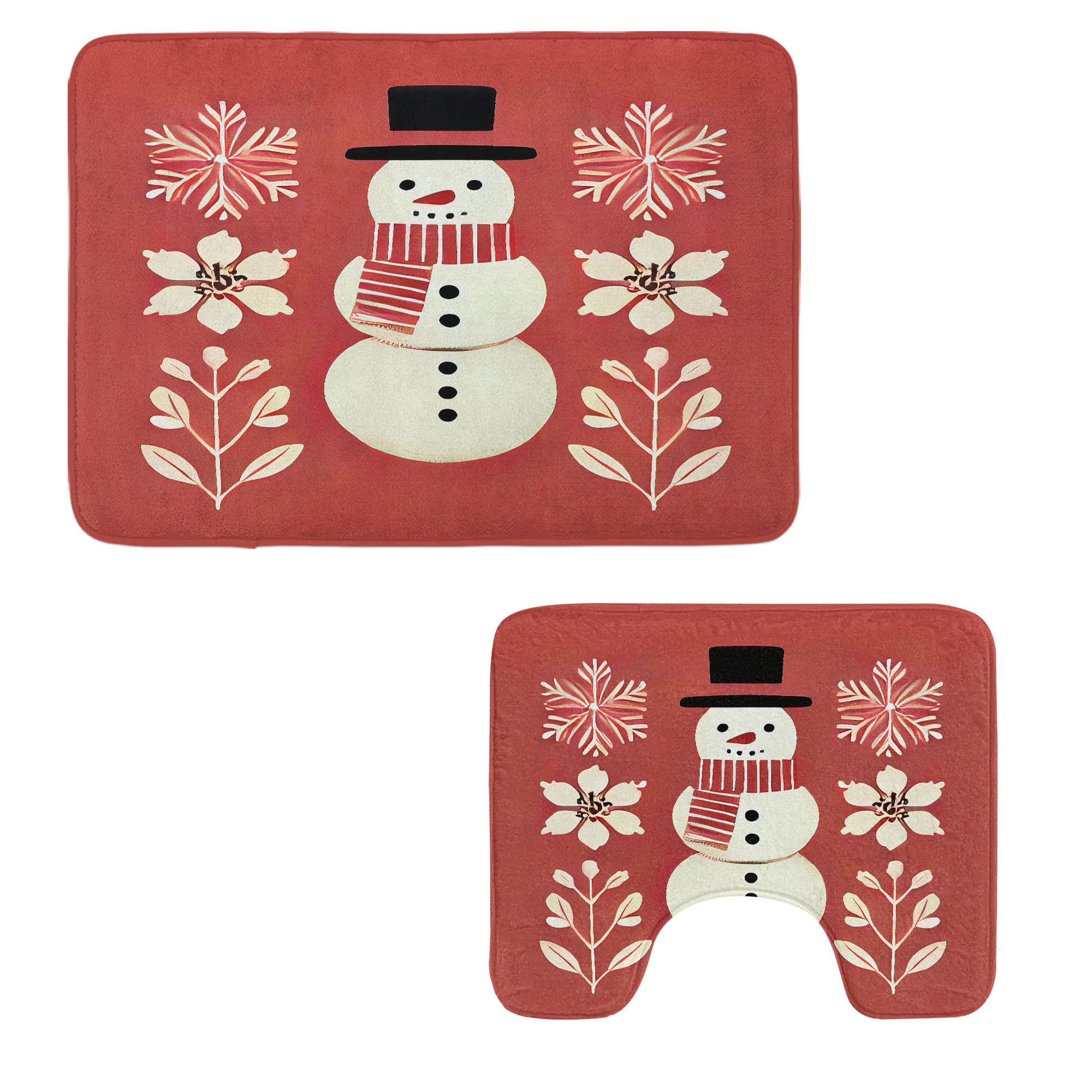 The Holiday Aisle® Christmas Bathroom Rug Set 2 Pieces Rectangle ...