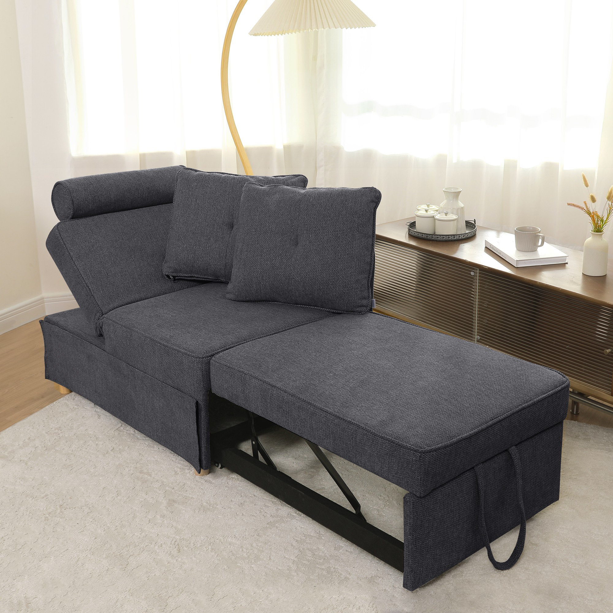 Latitude Run® 4-in-1 Upholstered Convertible Sleeper Sofa Bed Foldable ...