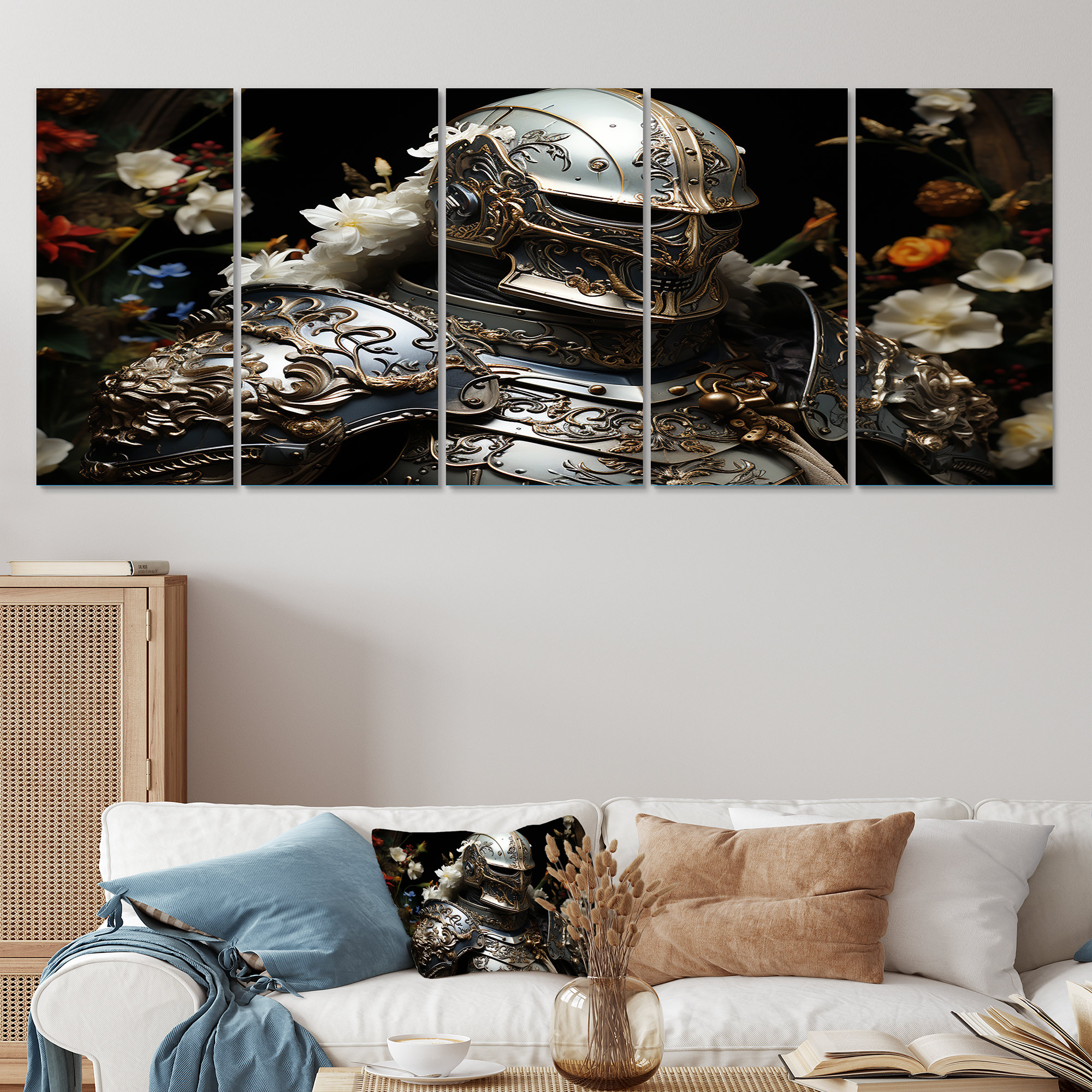 Astoria Grand Mediaval Knights Armour - Military 5 Piece Wall Art Set ...