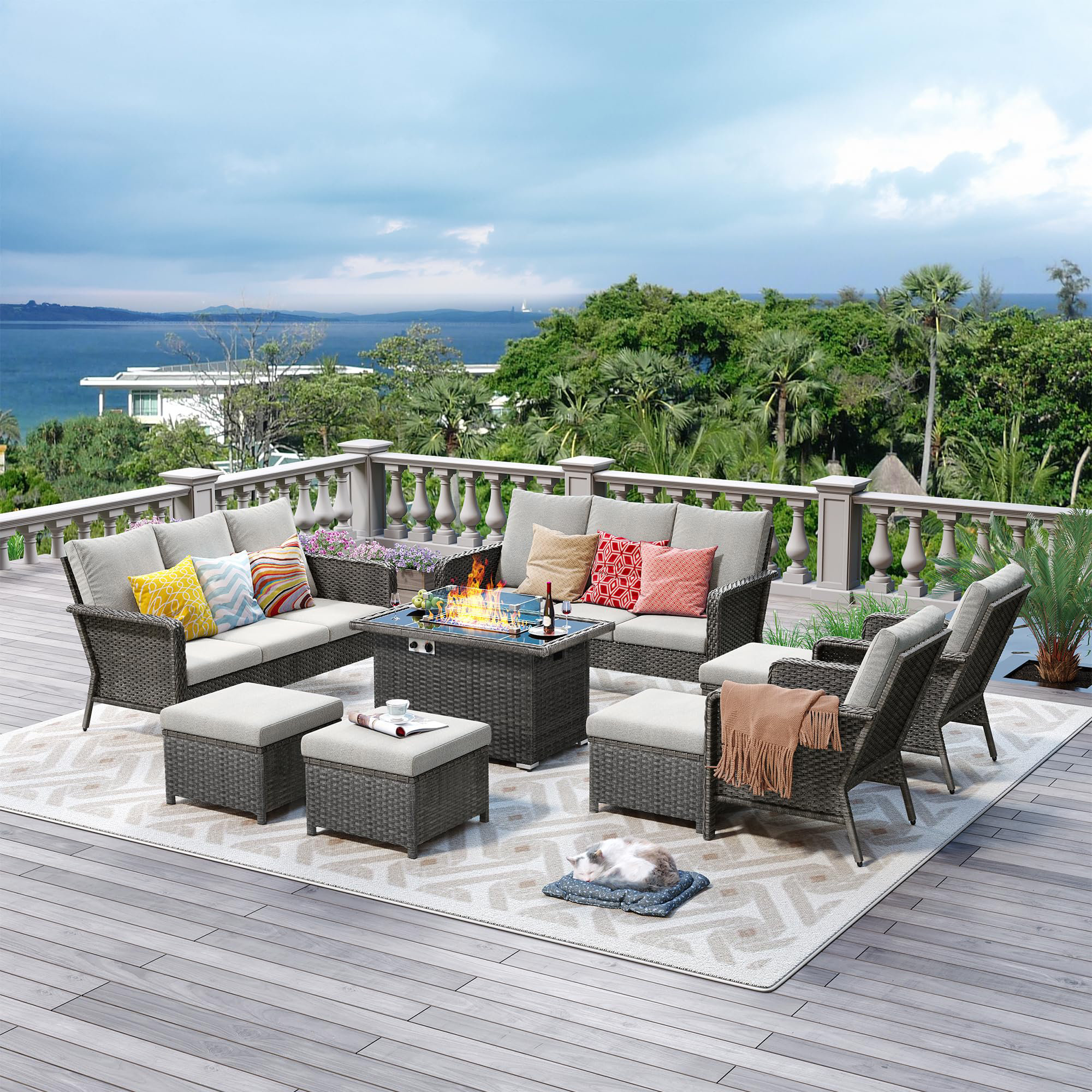 Lark Manor Blithedale 12 - Person Outdoor Seating Group with Fire Pit ...