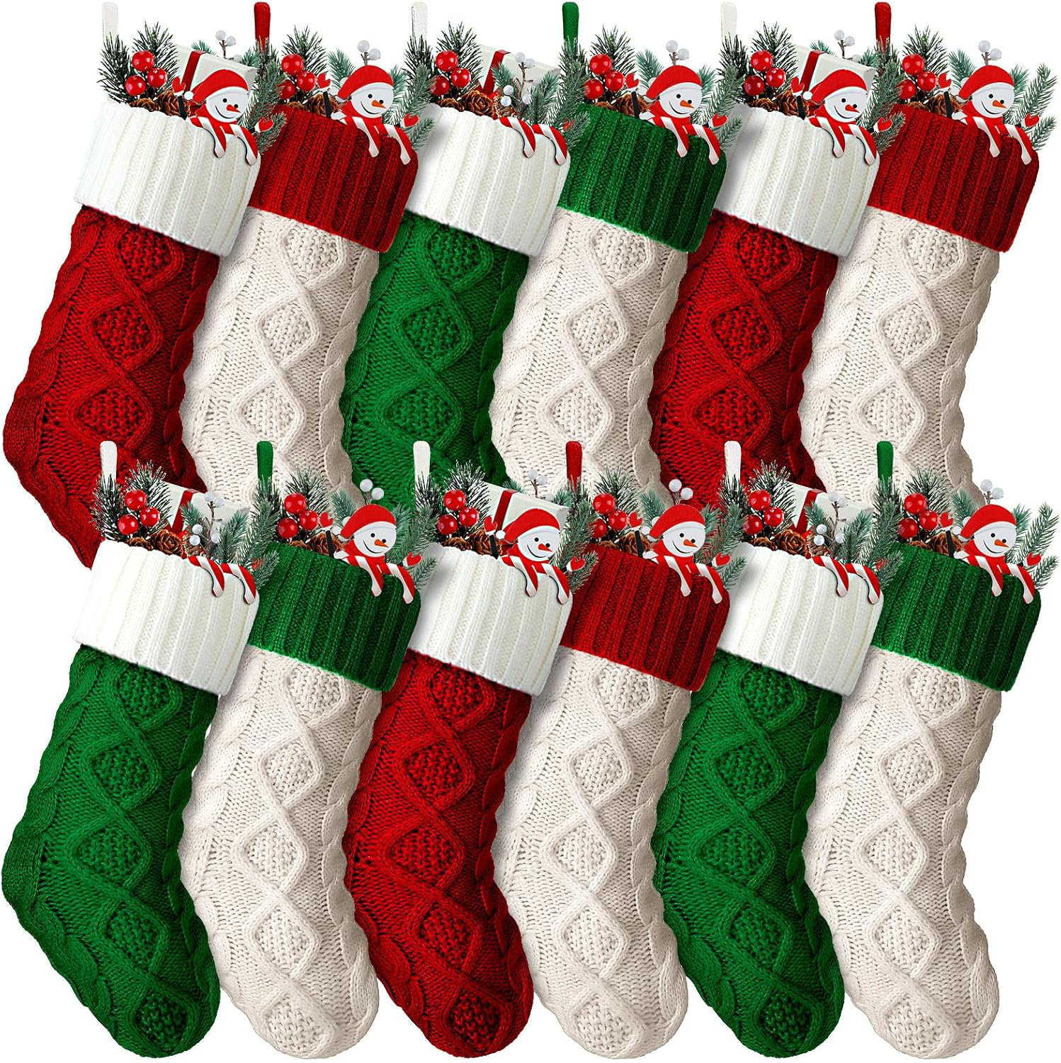 AMIBZ 12 Pcs Christmas Stockings Mini Knitted Xmas Stockings Bulk,8.3 ...