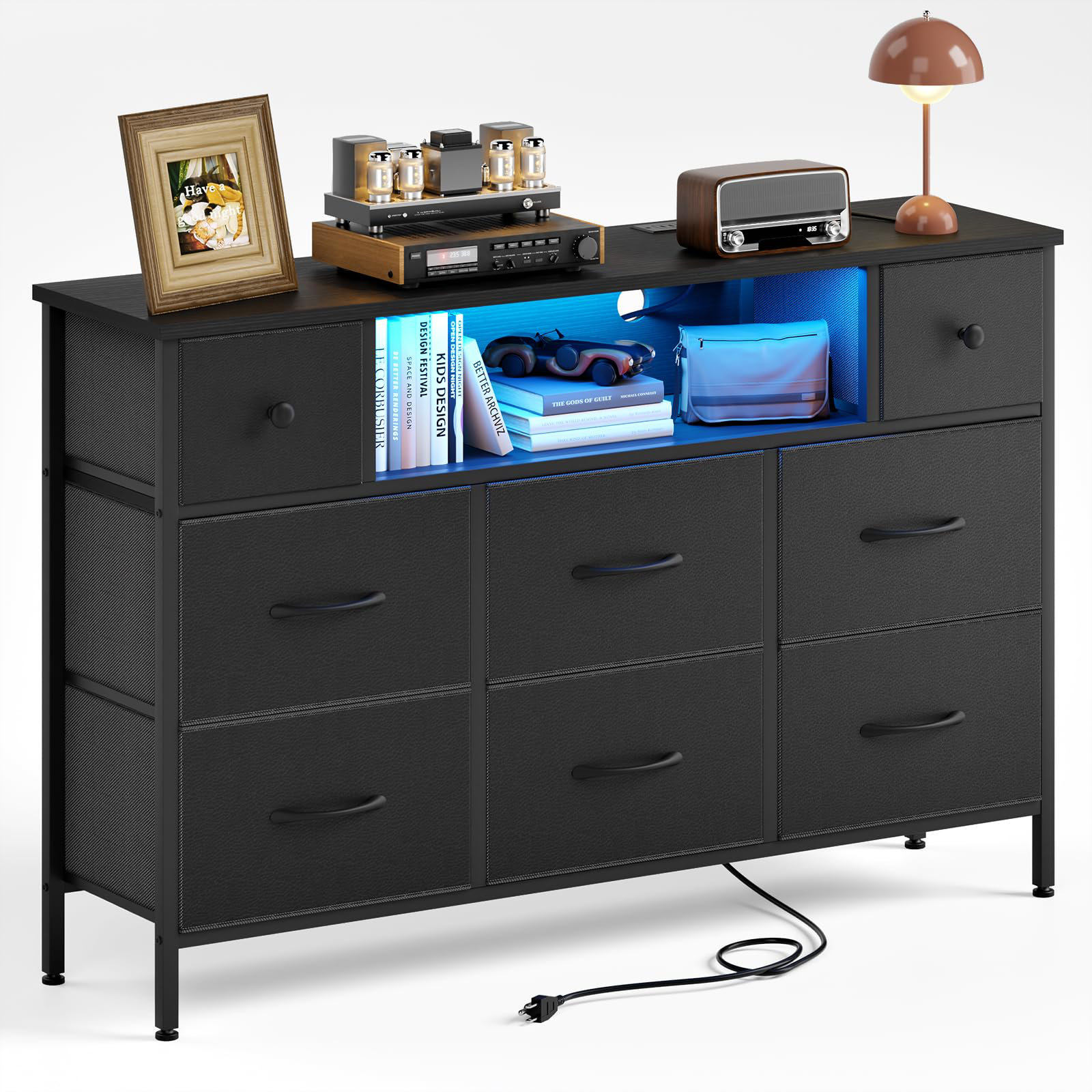 Wrought Studio™ 8-Drawer Chest Of Drawers 55"TV Stand, Lights and Power ...