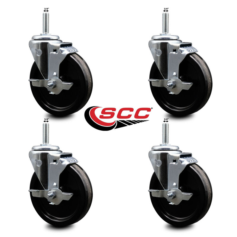 Service Caster Wheel Swivel 3/4 Inch Threaded Stem Caster with Brake ...