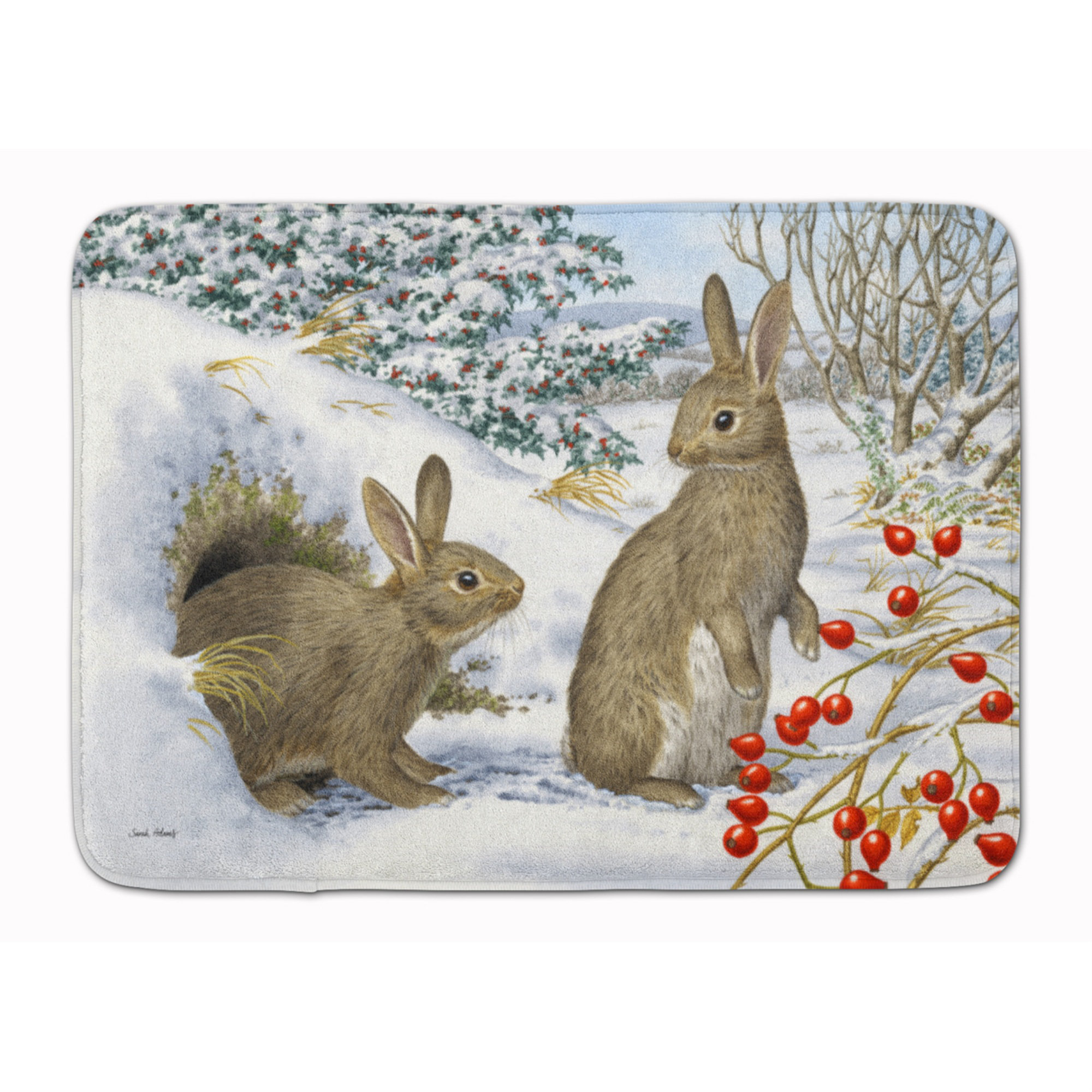 Millwood Pines Winter Rabbits Memory Foam Bath Rug | Wayfair