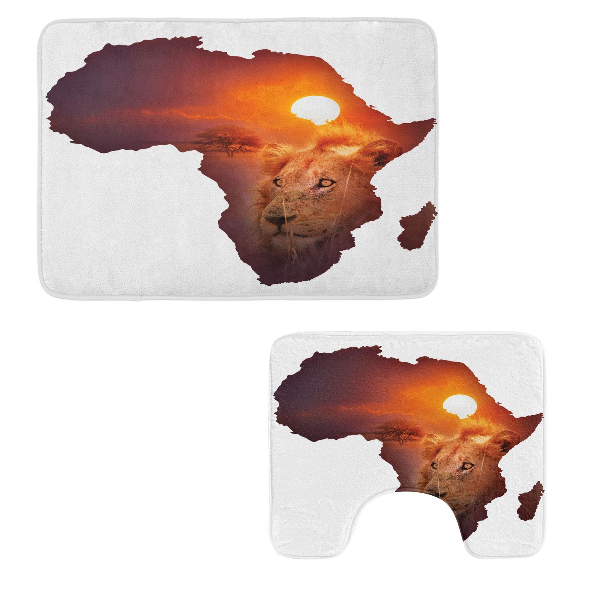 Dakota Fields Safari Bathroom Rug Set 2 Pieces Rectangle & Contour Mats ...