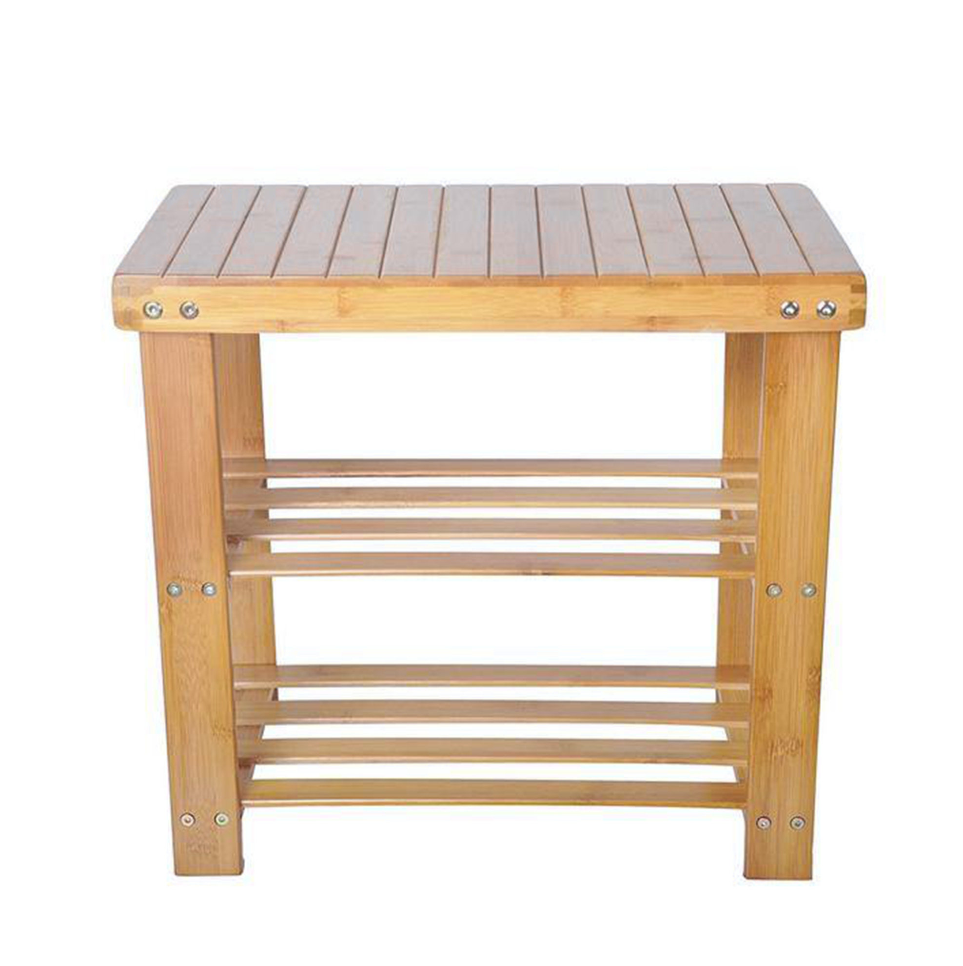Loon Peak® 2- Tier Bamboo Shoe Bench Rack Shoe Storage | Wayfair