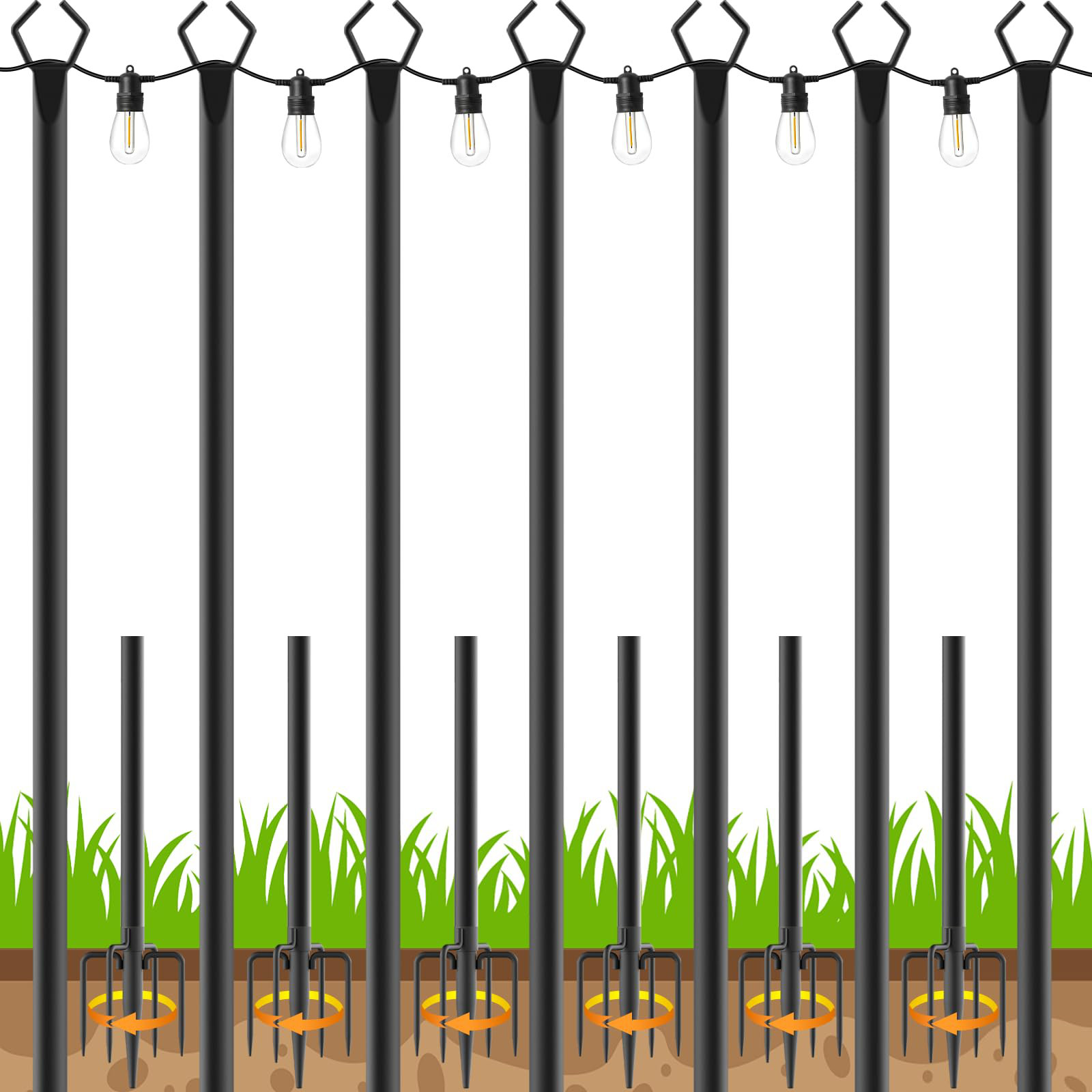 Bonirky 7 Pack 10 FT String Light Poles - Wayfair Canada