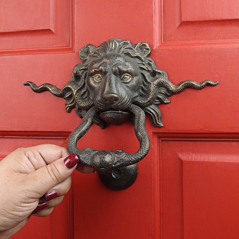Design Toscano Lion and the Snake Cast Iron Decorative Door Knocker ...