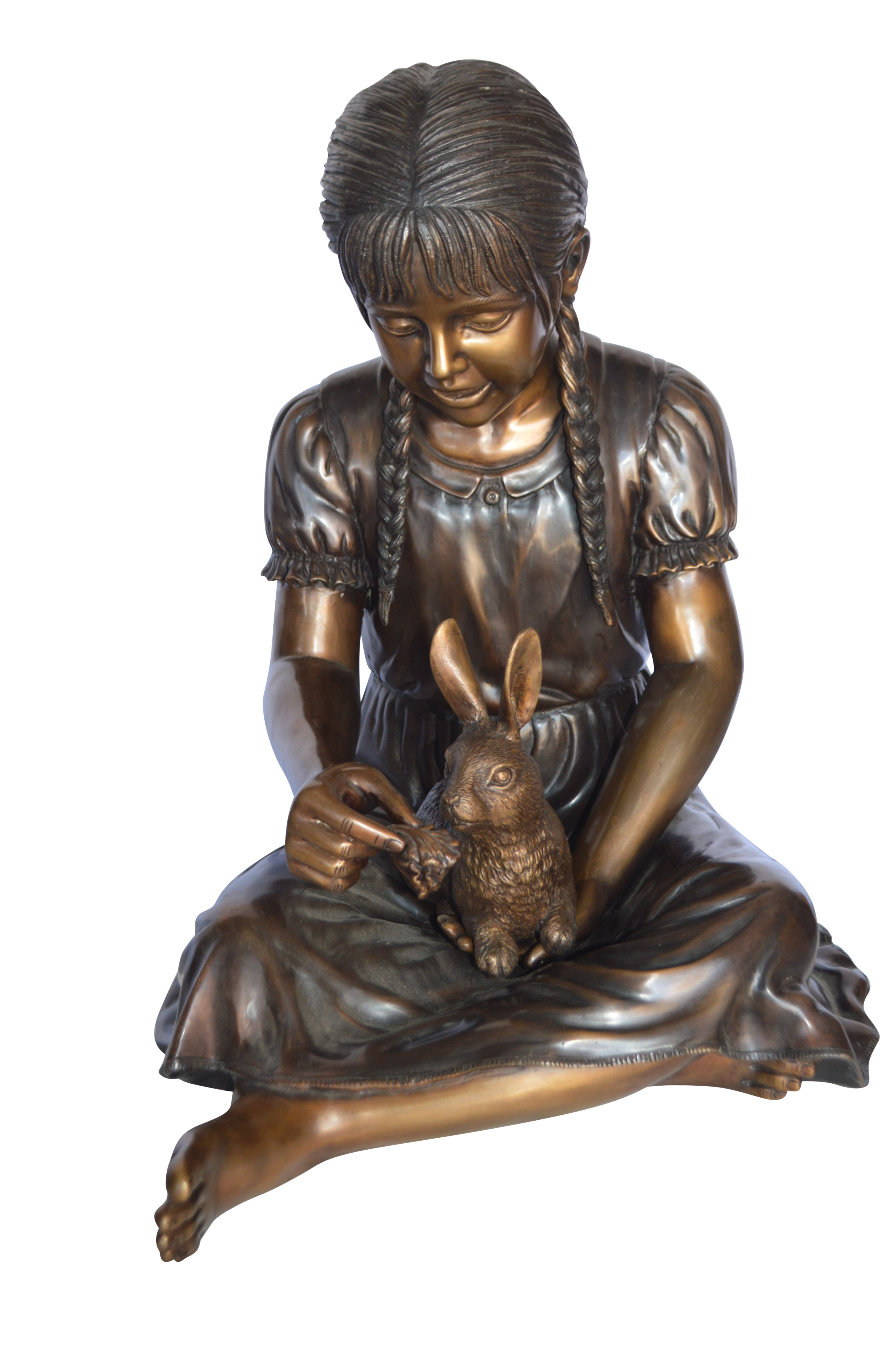 Rosalind Wheeler Statue en bronze Romy Sandra assise avec son lapin ...