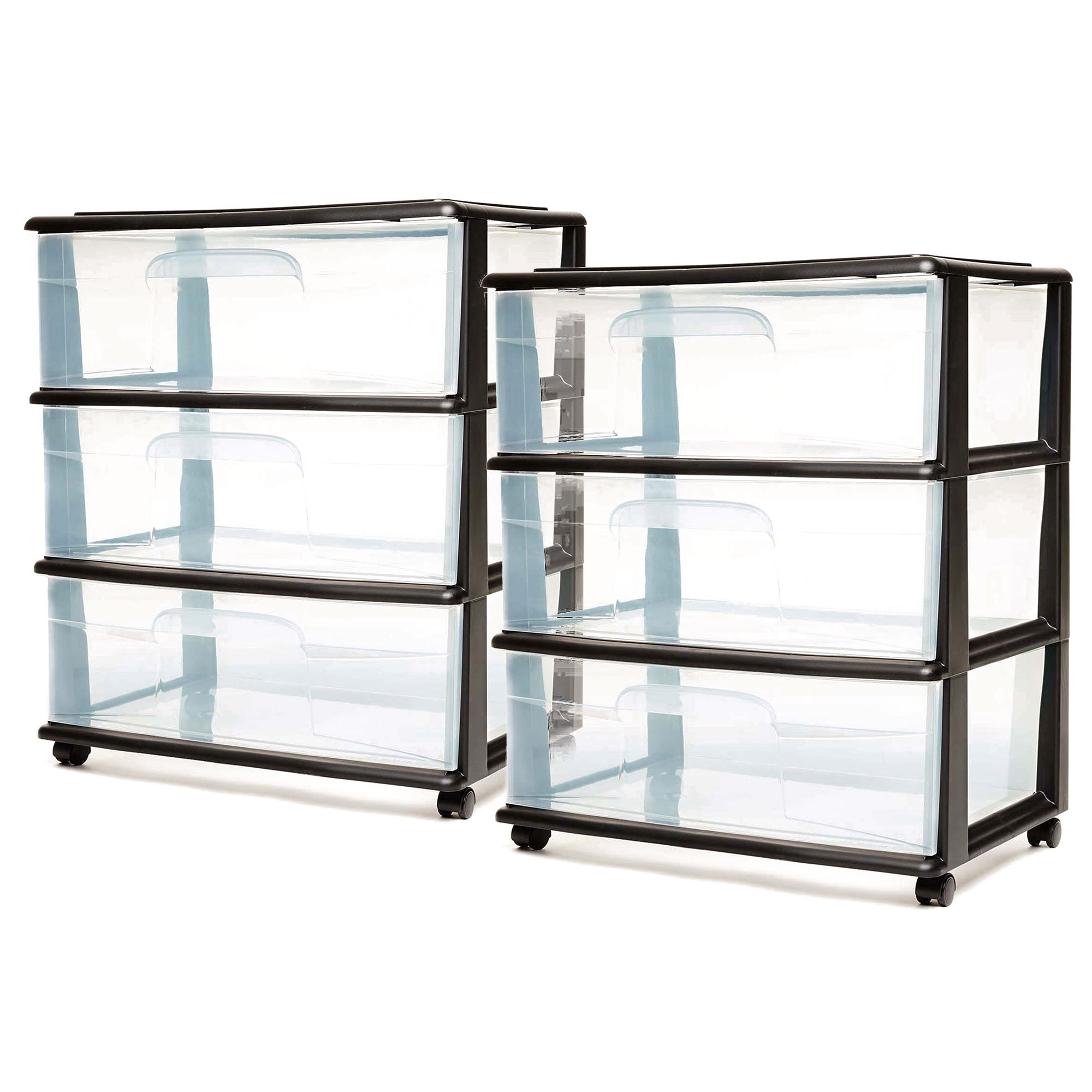 Homz Tall Solid Plastic 3 Drawer Storage Cart with Wheels & Reviews ...