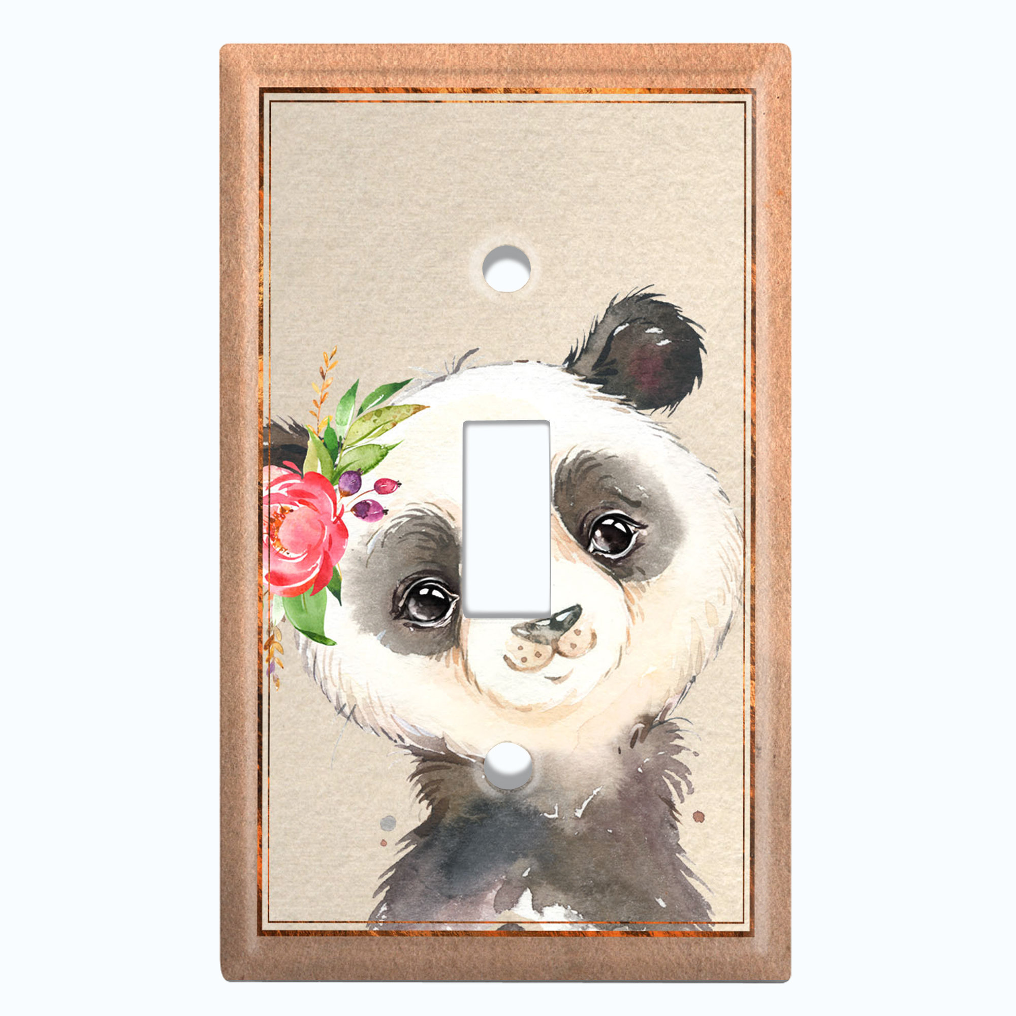 WorldAcc Cute Animal Baby Panda Flower 1-Gang Toggle Light Switch Wall ...