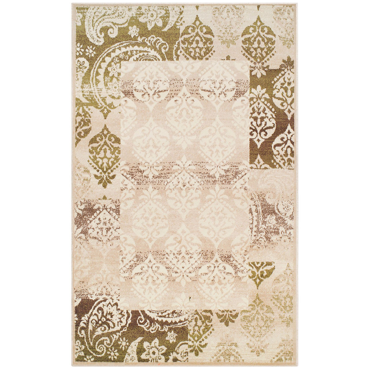 Wildon Home® 8' X 10' Beige Damask Power Loom Distressed Stain ...