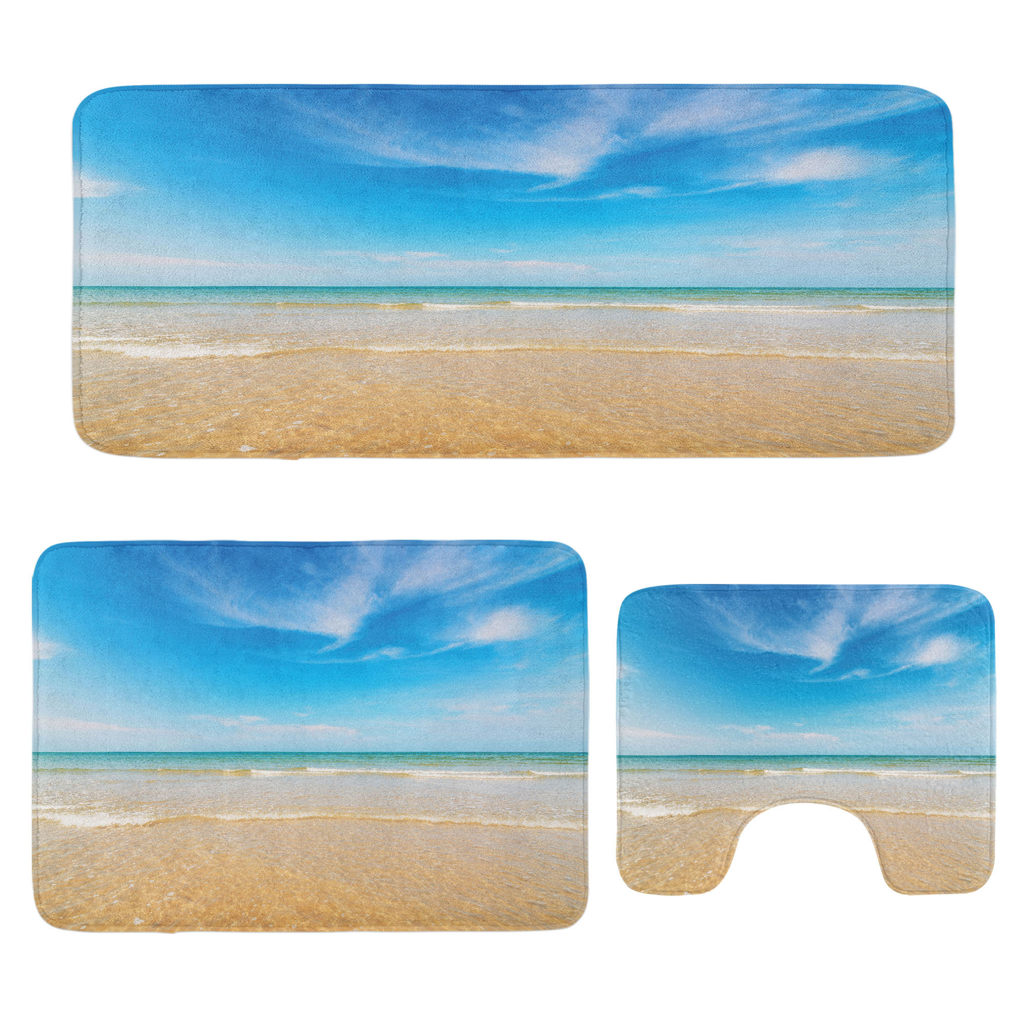 Dovecove Hawaii Bathroom Rug Set 3 Pieces U-Shape & Rectangle Mats ...