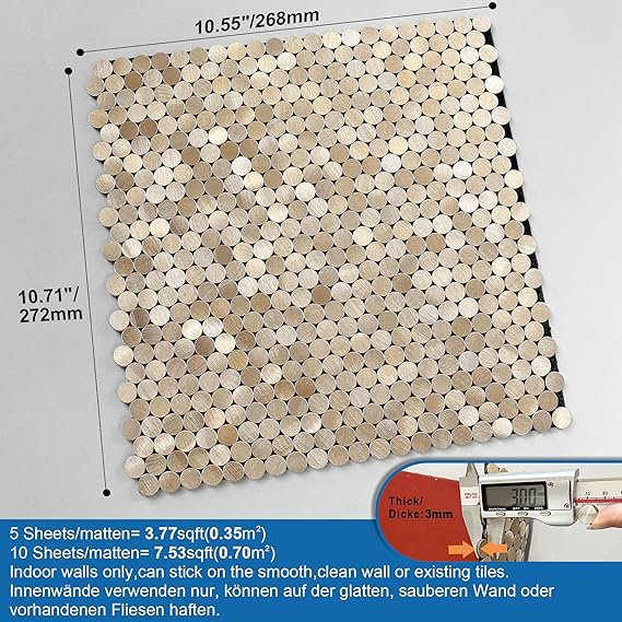 FashionSecretsLLC Small Penny Round Peel And Stick Backsplash Tile For ...