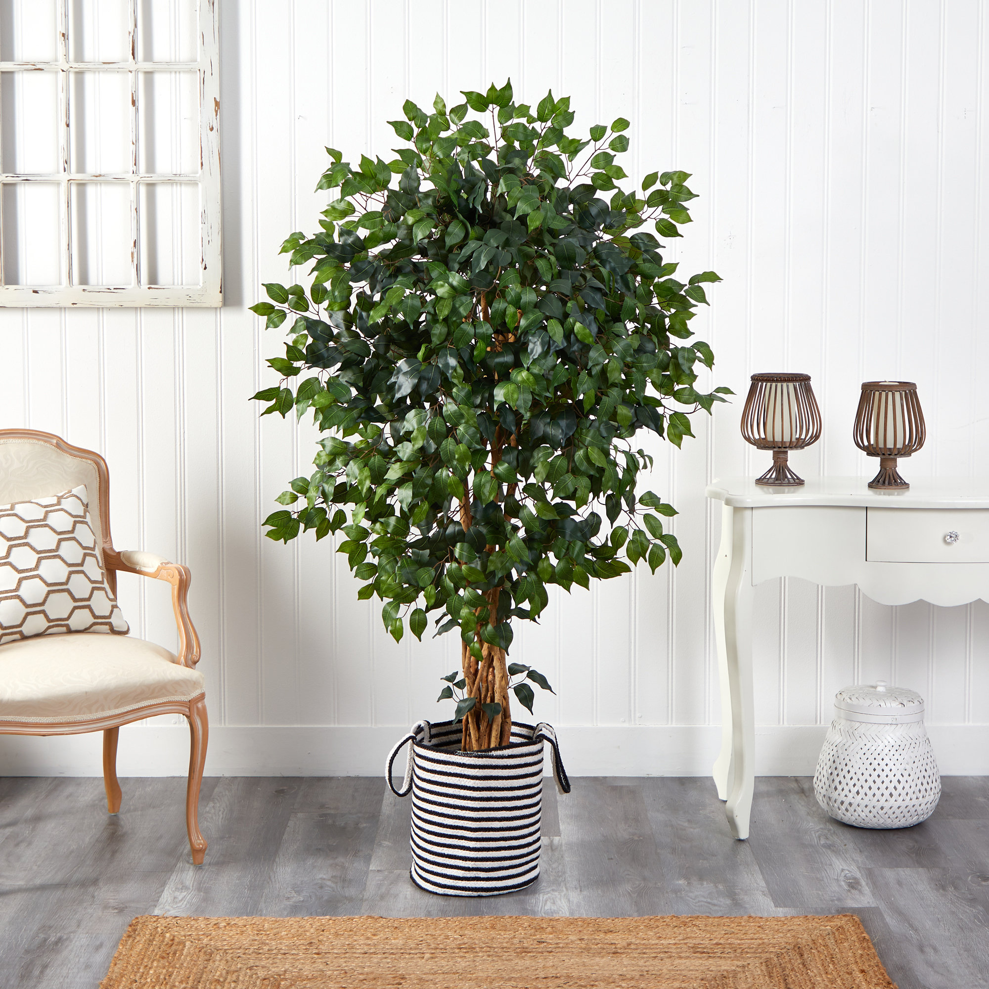 Primrue 66'' Faux Ficus Tree in Burlap, Cotton Planter | Wayfair