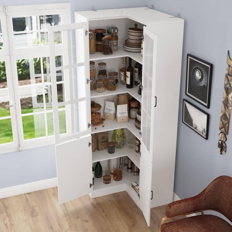 Latitude Run® 78.9"H Corner Kitchen Pantry Cabinet & Reviews | Wayfair