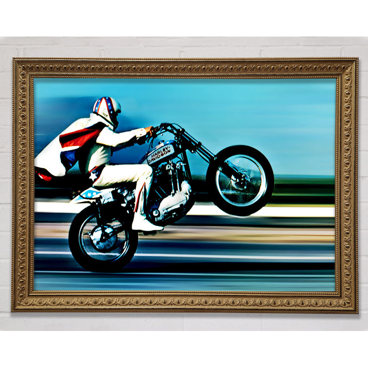 Ebern Designs Evel Knievel Wheelie Colour - Single Picture Frame Art ...