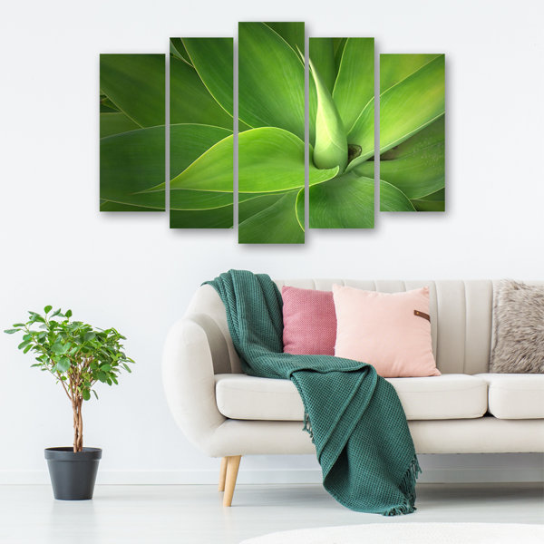 Ebern Designs Green Leaf Plants - 5 Piece Wrapped Canvas Art Prints ...
