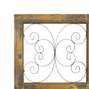 Charlton Home® Maxwell Wood Distressed Panel Scroll Brown Wall Decor ...
