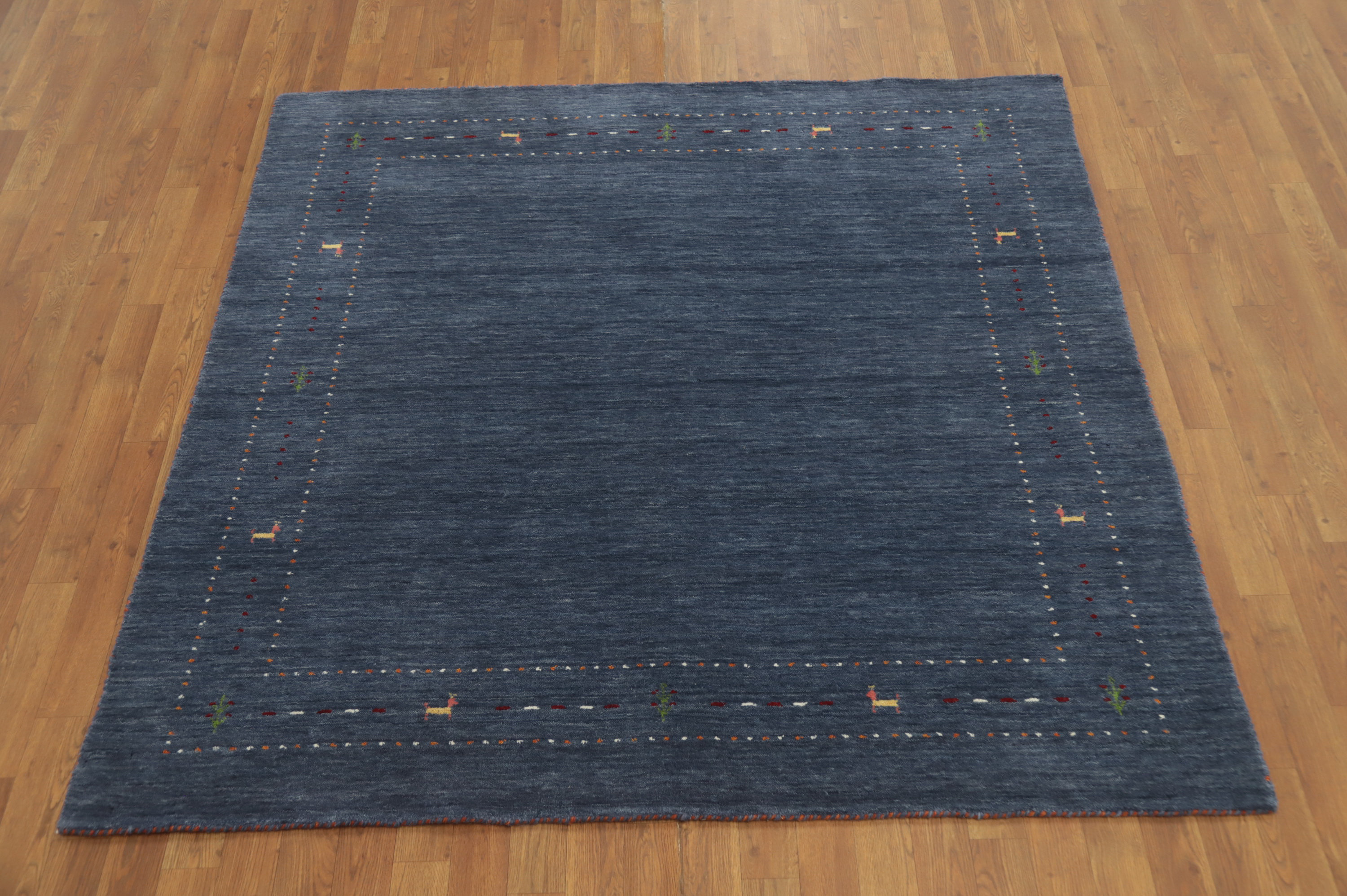 Isabelline Blue Tribal Oriental Indian Square Area Rug 6x6 | Wayfair
