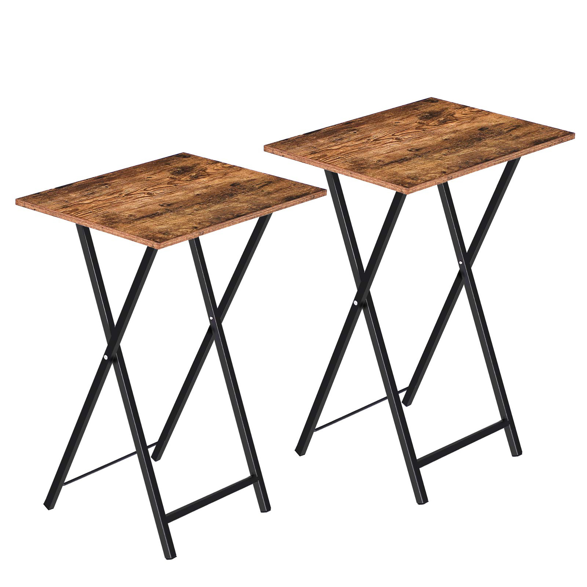 KIBNOF Folding TV Tray Tables, Set of 2 Side Table for Small Space ...