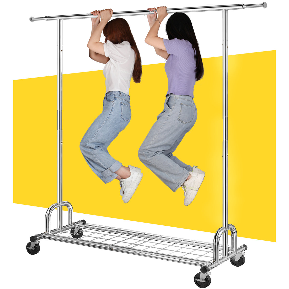 Rebrilliant Mardelle 460 LBS Clothes Hanging Rack Metal Clothes Rack ...