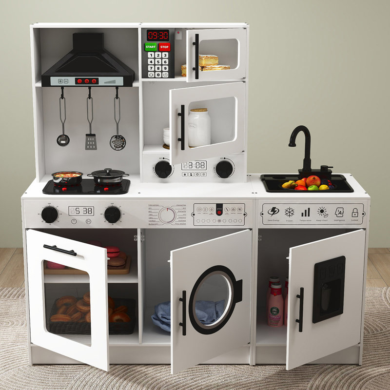 Joyldias Wooden Kids Play Kitchen Set With Circulating Sink, Movable ...