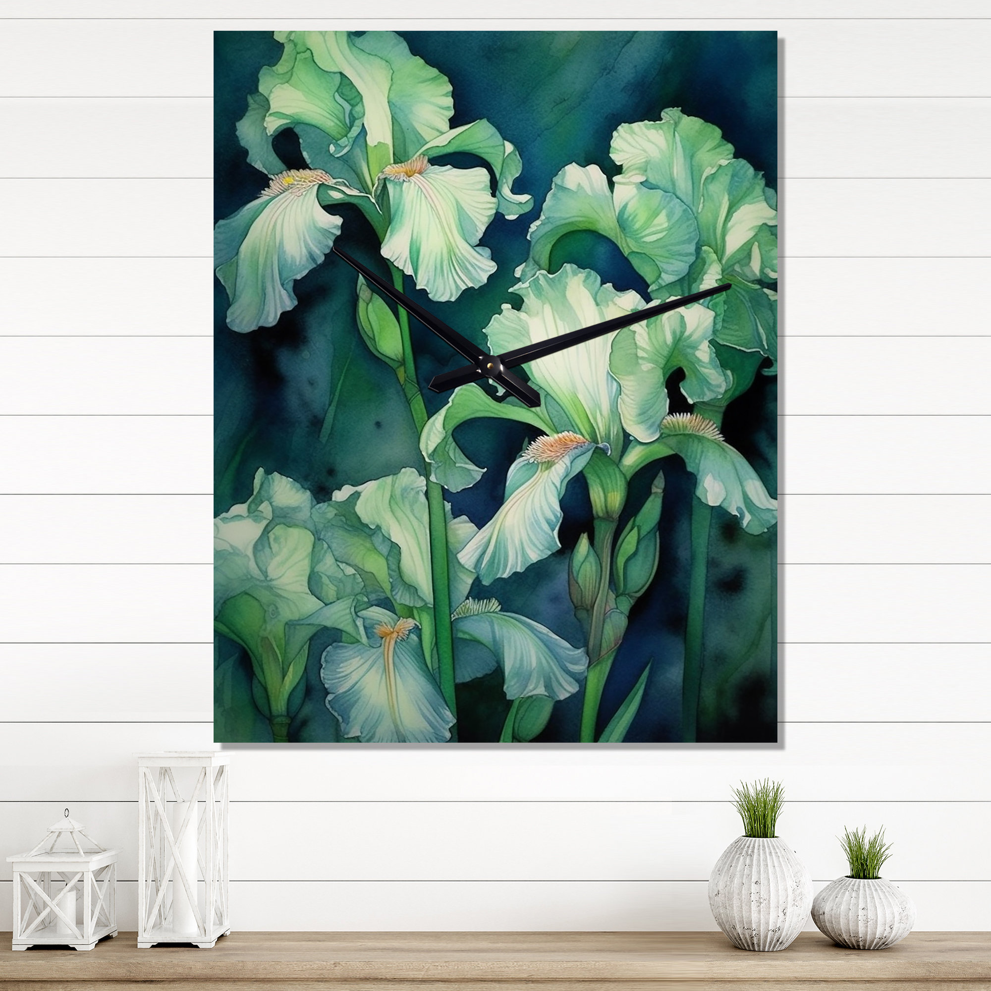 Latitude Run® Green Iris Petal - Floral Modern Wall Clock | Wayfair