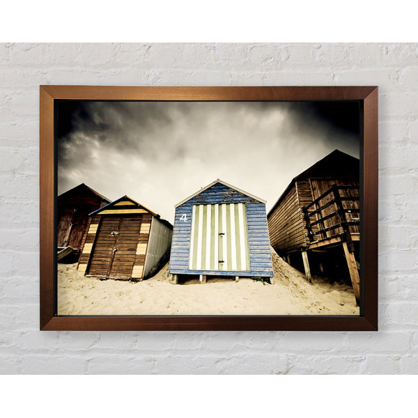 Bright Star Winter Beach Huts - Single Picture Frame Rectangle Print ...