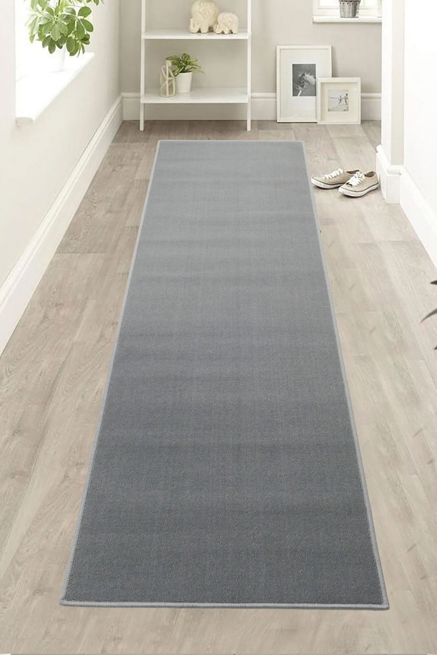 Eider & Ivory™ Custom Size Non Slip Solid Color Grey Low Pile Slip ...