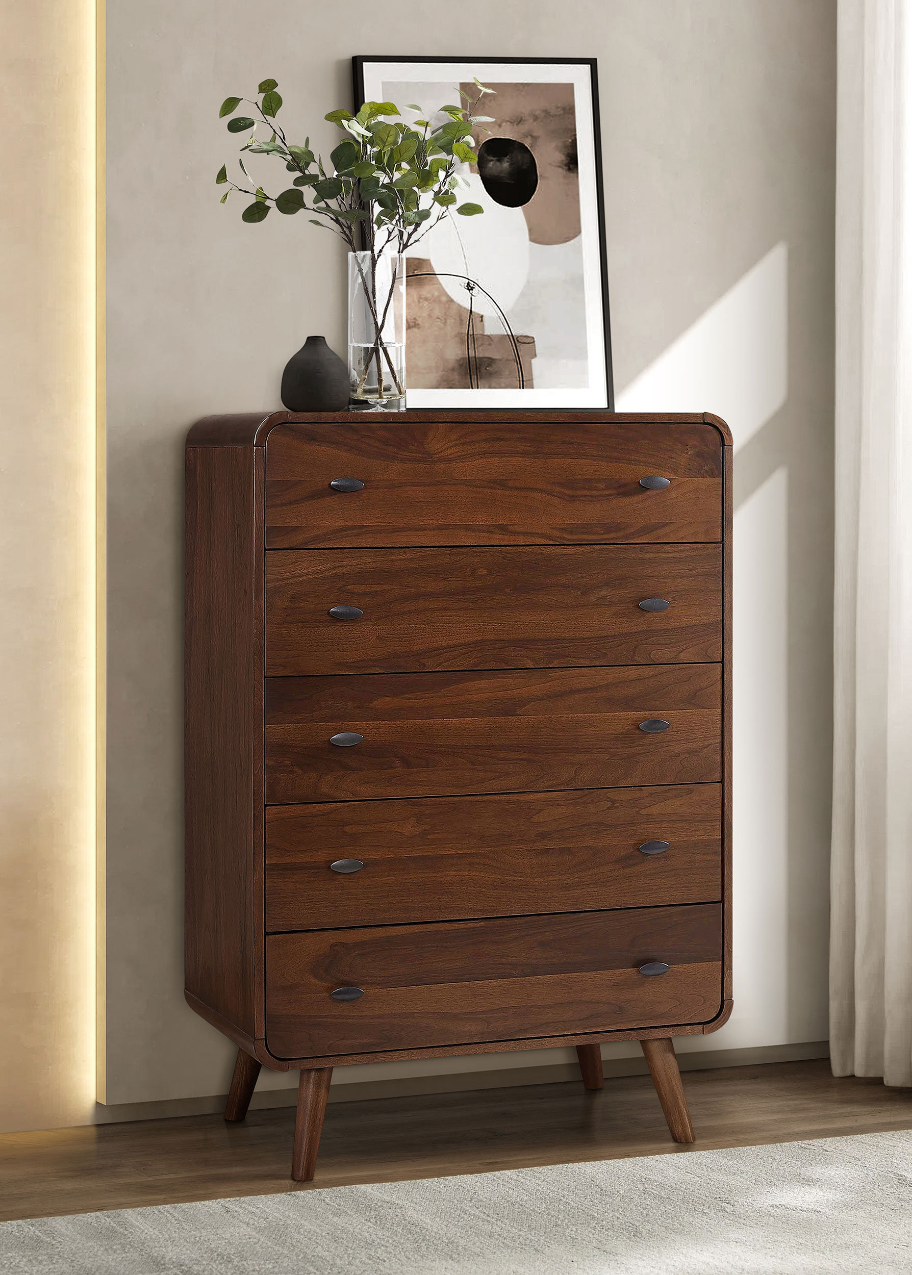 George Oliver Northfield 5-Drawer Bedroom Chest Dark Walnut - Wayfair ...