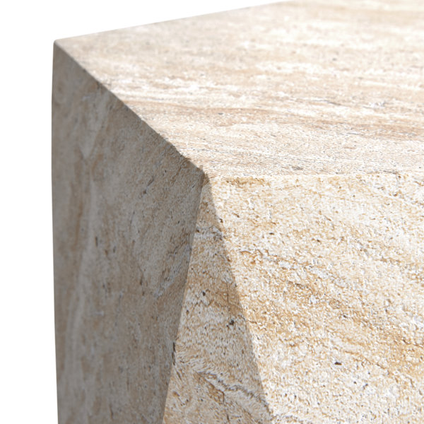 Ivy Bronx Travertine Stone Finish MgO Side Accent Table & Reviews | Wayfair