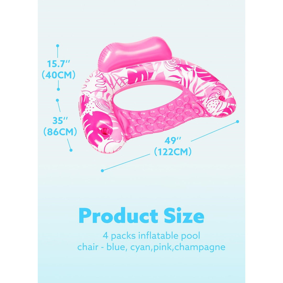 DESIGN SHOP BY SHELL Inflatable Pool Floats Adult, 4 Pack Pool Chairs ...