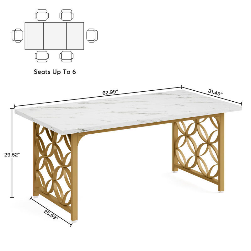 Mercer41 Rinck 63-Inch Rectangular Dining Table, 62.99'' L x 31.49'' W ...