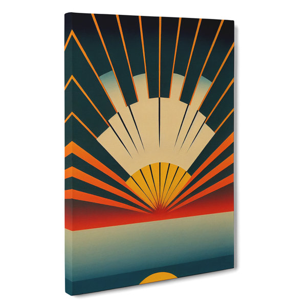 17 Stories Splendid Art Deco Sunset No.3 - Wrapped Canvas Print ...