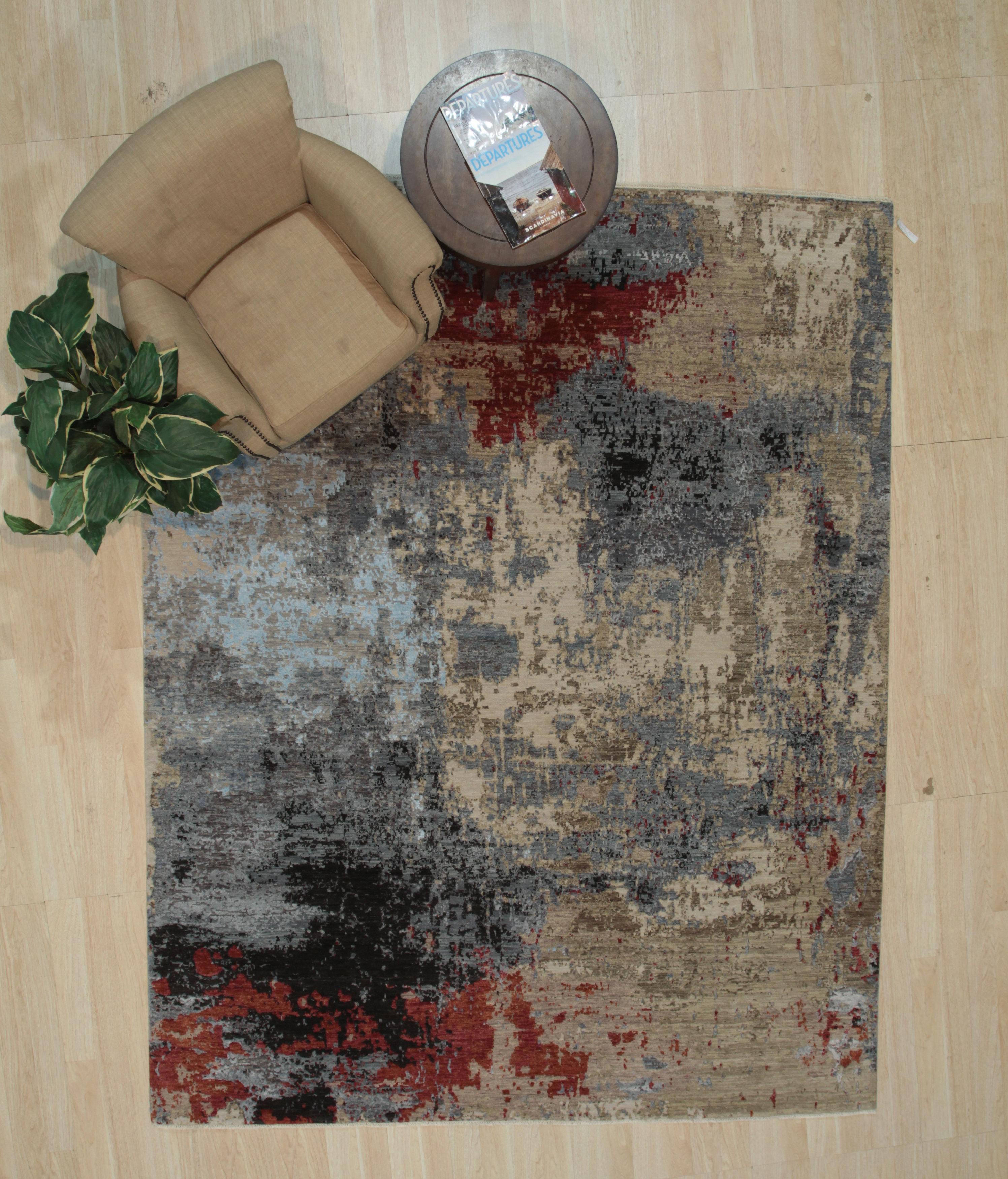 EORC Stylish and Durable Hand Knotted Traditional Modern Abstract Wool ...