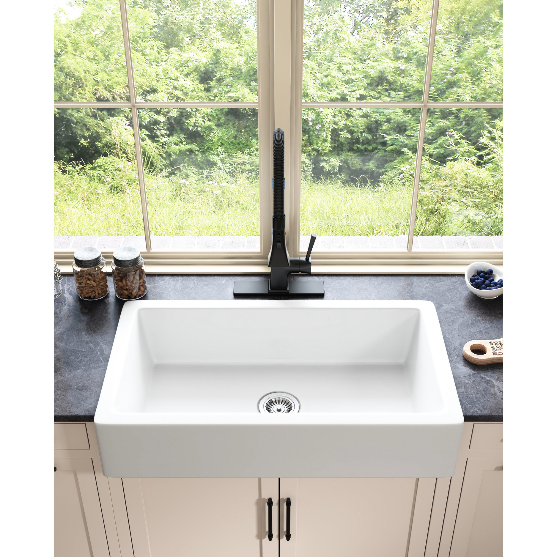 Ivy Bronx Matte Black Stainless Steel Kitchen Faucet With Pull Down ...